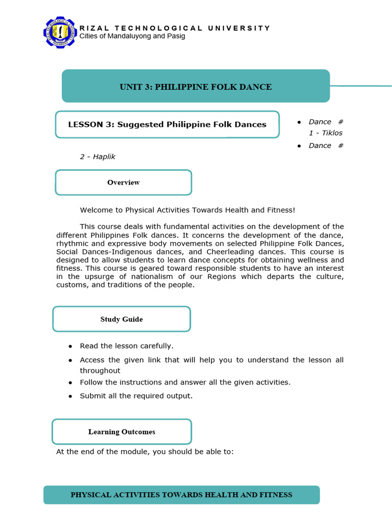 Module 3 Suggested Folk Dance | PDF | Dances | Foot