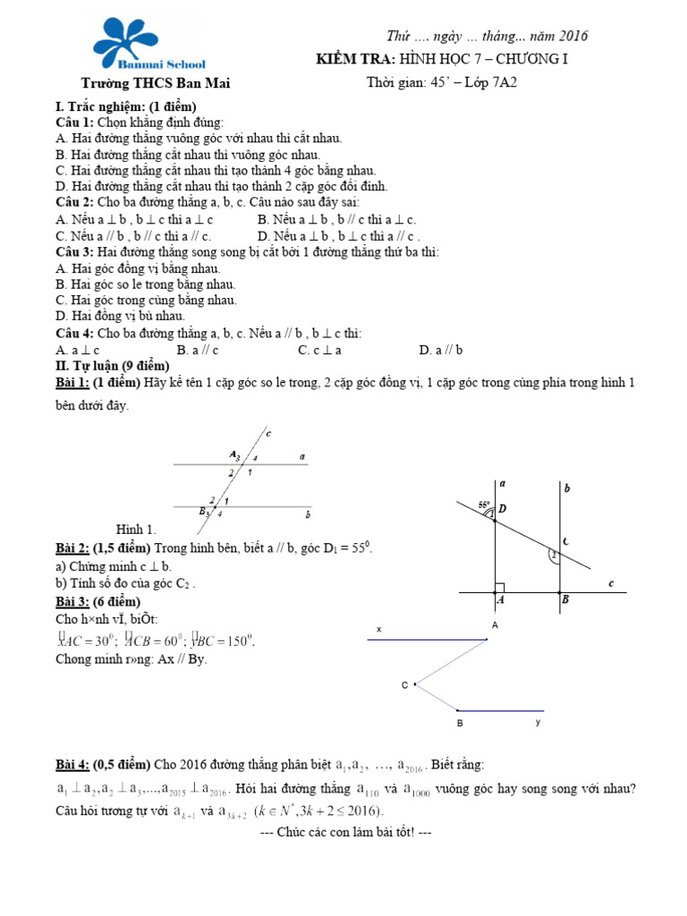 Kiem Tra 45phut Chuong I Hinh L P 7A2 | PDF