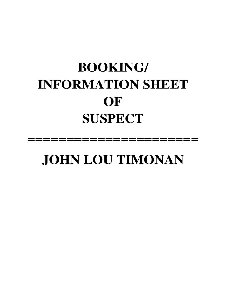 Booking and Information Sheet of Suspect | PDF | Misconduct | Crime ...
