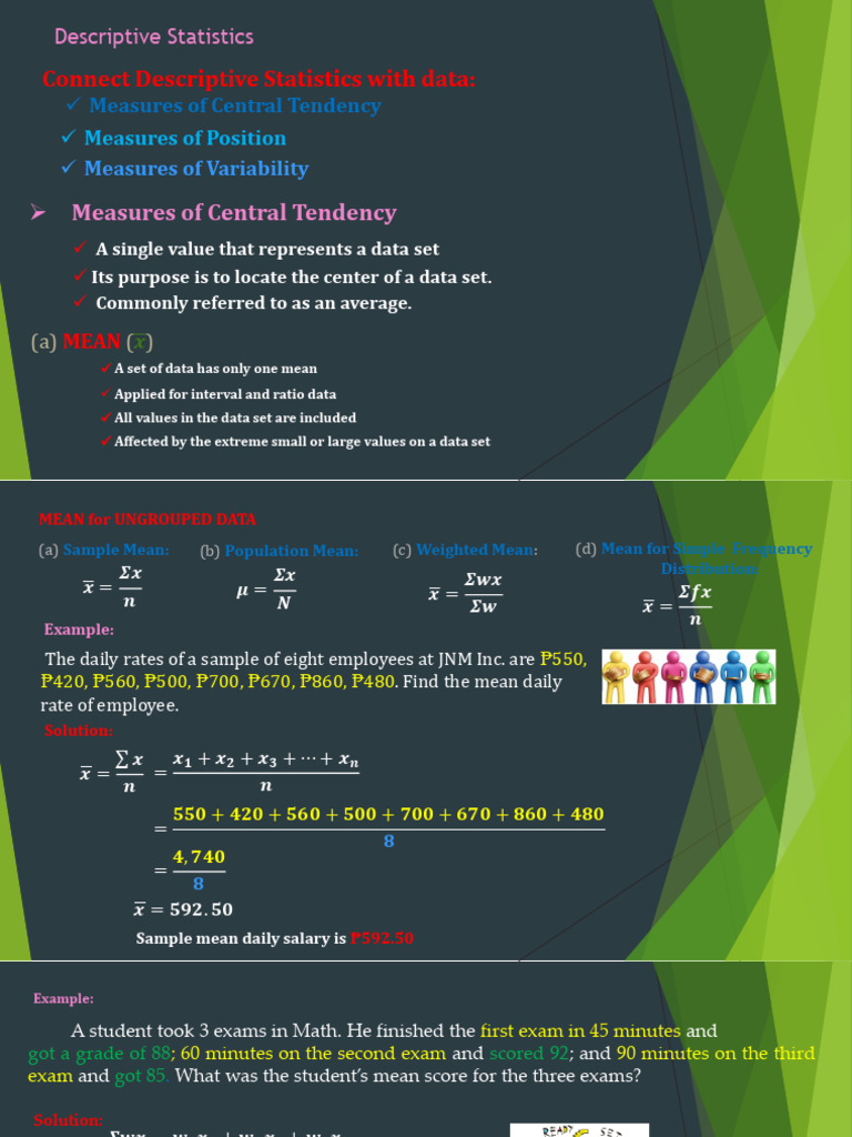 Lesson 2 Descriptive Statistics Lecture Pdf Mean Statistics