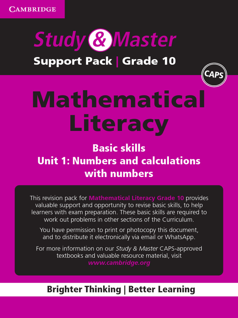 Basic Skills Unit 1 Numbers and Calculations With Numbers GR10 | PDF | Interest | Expense