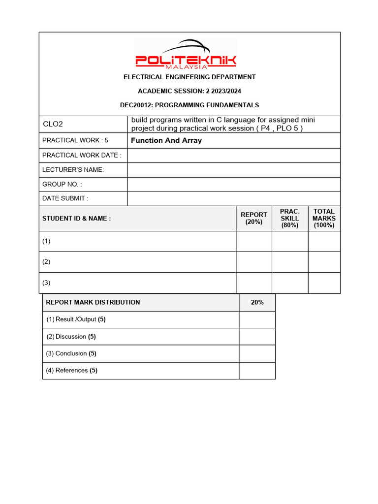 Pw5 Lab Sheet Baru Pdf Parameter Computer Programming Computer Engineering