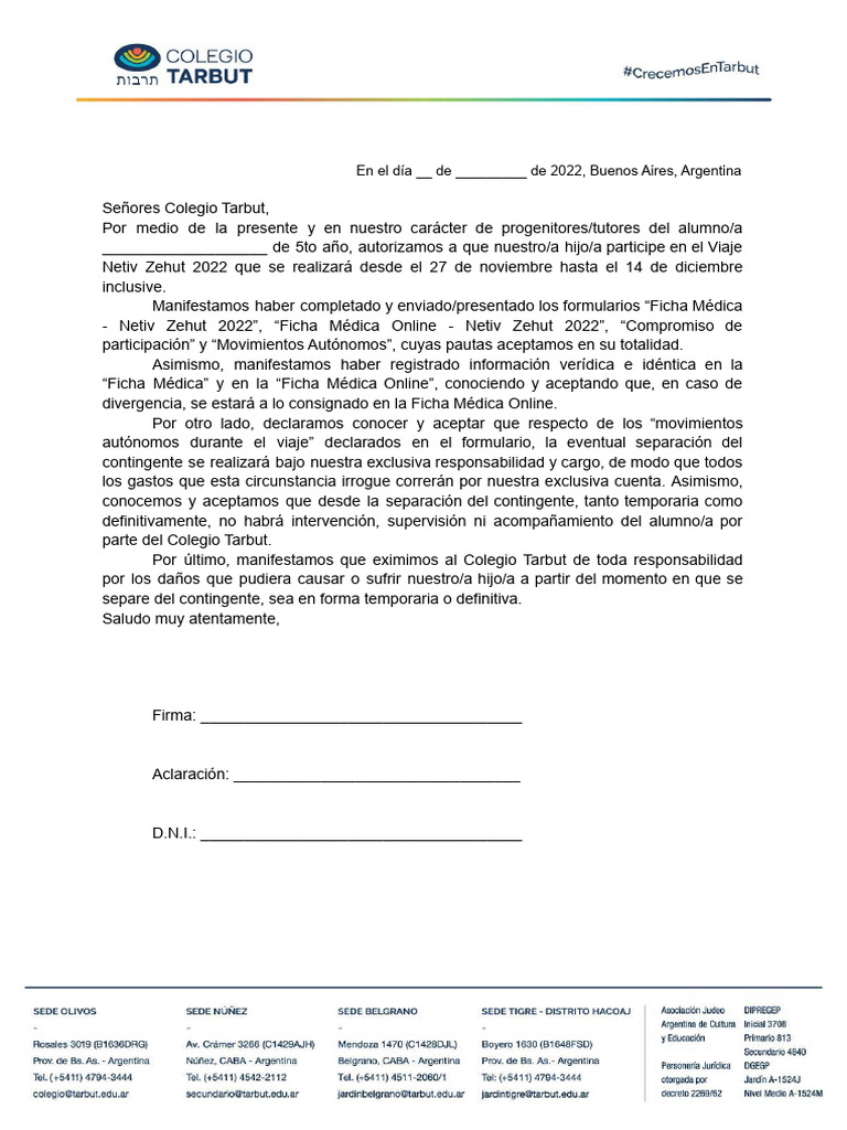 Autorización General - Netiv Zehut 2022 | PDF | Finanzas y dinero ...