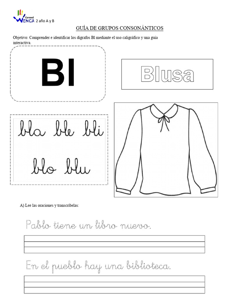 Actividades con dígrafos Bla y Ble | PDF