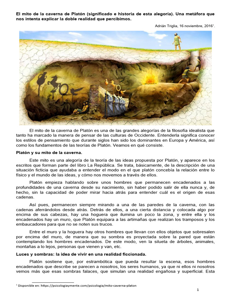 El Mito de La Caverna de Platón | PDF | Platón | Conocimiento