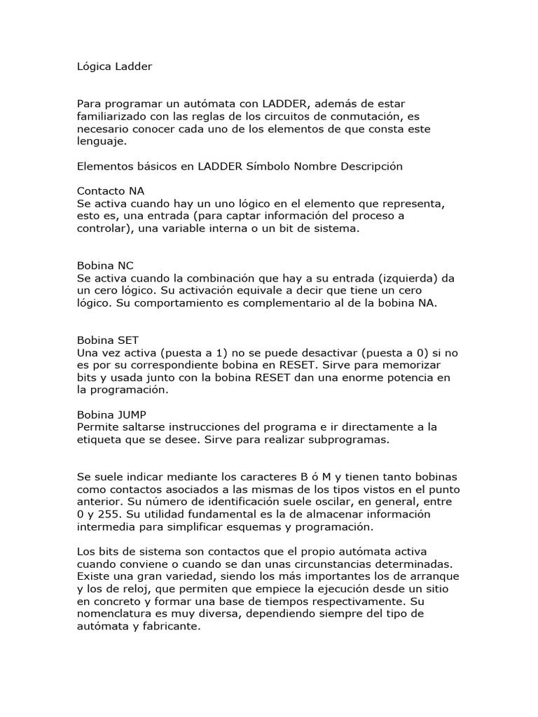 Lógica Ladder | PDF | Relé | Lenguaje de programación