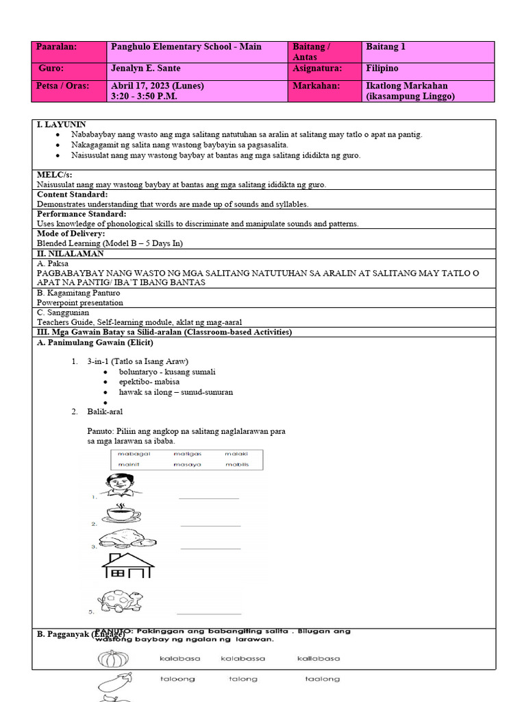 Filipino LP Q3 W10 Day 1 | PDF
