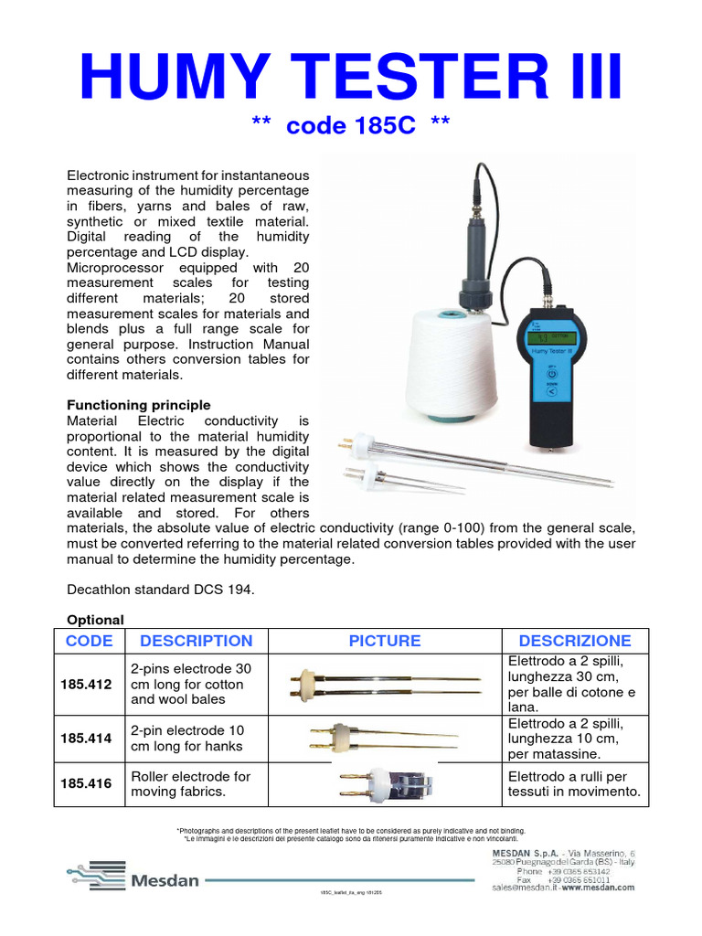 Higrómetro - Ficha Técnica | PDF | Textiles | Yarn