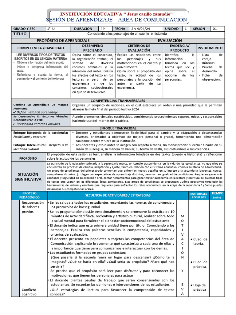 Sesion I 1ra Unidad | Descargar gratis PDF | Evaluación | Maestros