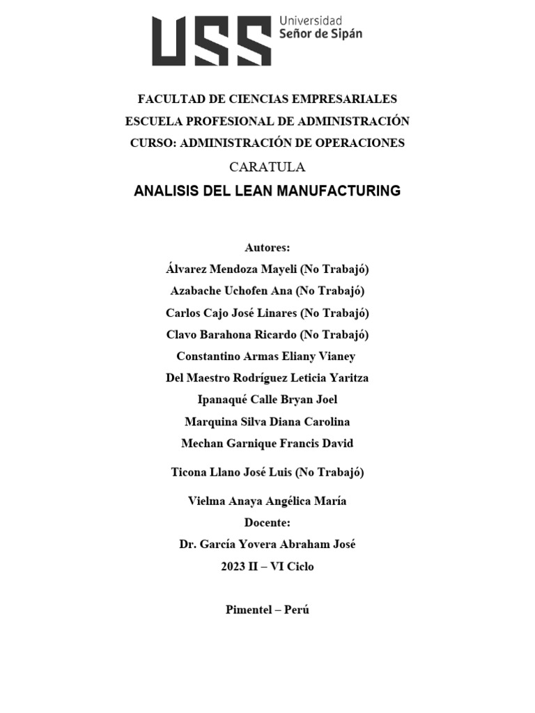 Paf.... Lean Manufacturing | PDF | Lean Manufacturing | Calidad (comercial)