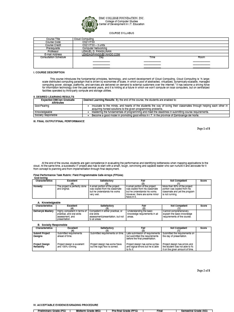 Cloud Computing Syllabus | PDF | Cloud Computing | Parallel Computing Cloud Computing Syllabus | PDF | Cloud Computing | Parallel Computing