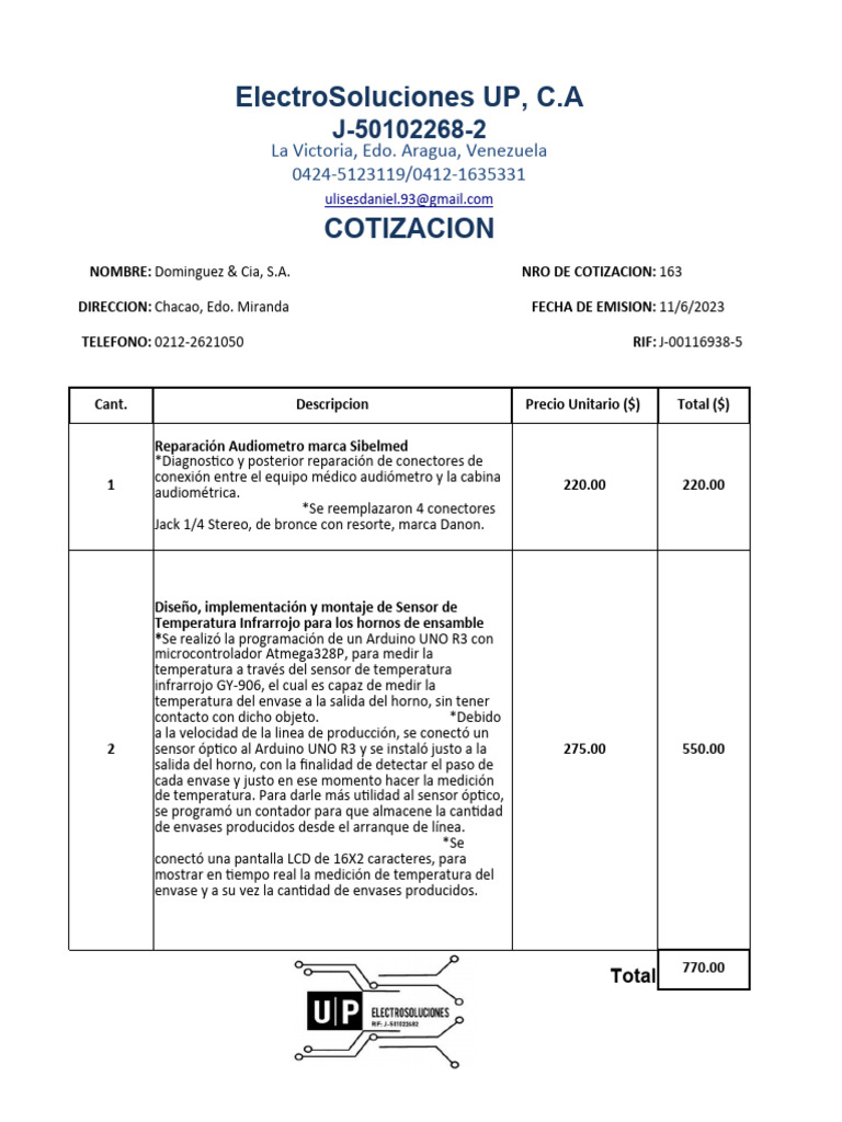 Cotización Audiometro y Sensores de Temperatura | PDF | Hogar, jardinería y bricolaje | Ciencia ...