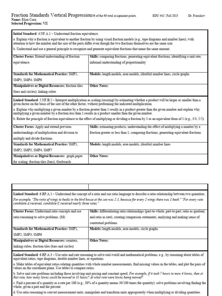 fraction vertical progression | PDF | Ratio | Equations