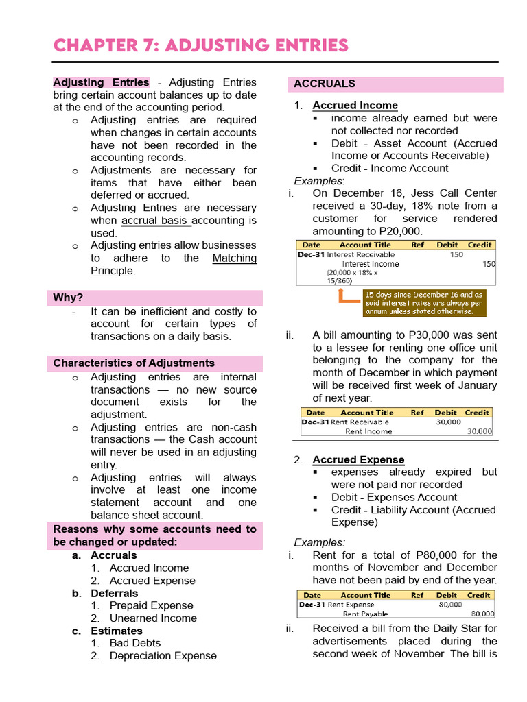 Adjusting Entries | PDF | Debits And Credits | Deferral