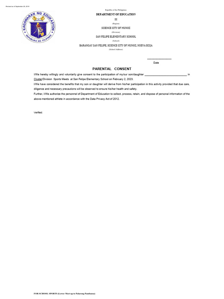 2020 Parents Consent Revised 2 | PDF