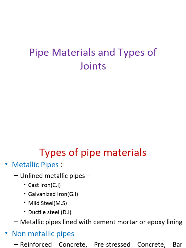 Pipe Joint Materials and Types | PDF | Pipe (Fluid Conveyance) | Concrete