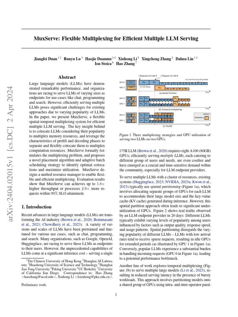 Duan Et Al. - 2024 - MuxServe Flexible Multiplexing For Efficient Mult | PDF | Graphics ...