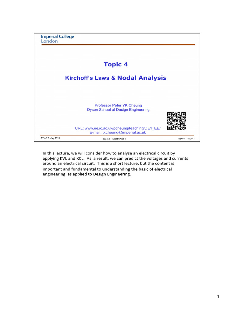 Topic 4 - Nodal Analysis (Notes) | PDF | Electrical Network | Voltage Topic 4 - Nodal Analysis (Notes) | PDF | Electrical Network | Voltage