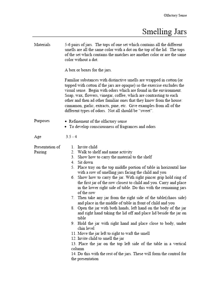 smelling jars template | PDF | Odor | Senses
