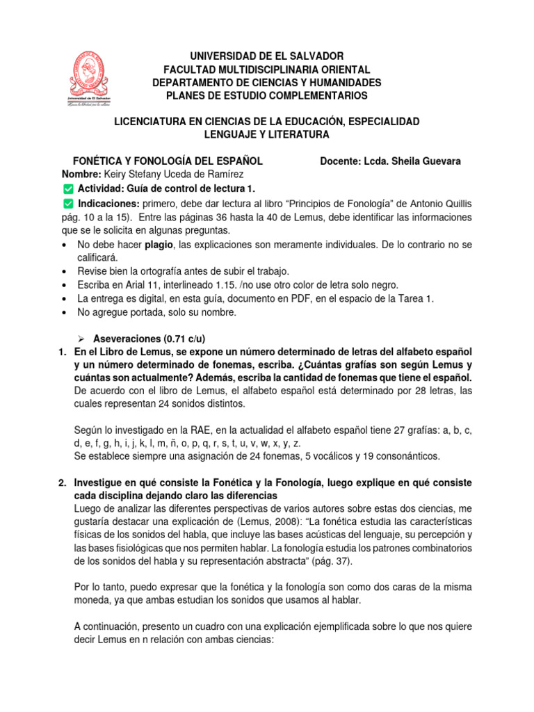 Fonética y Fonología del Español: Guía de Estudio | PDF | Fonética ...