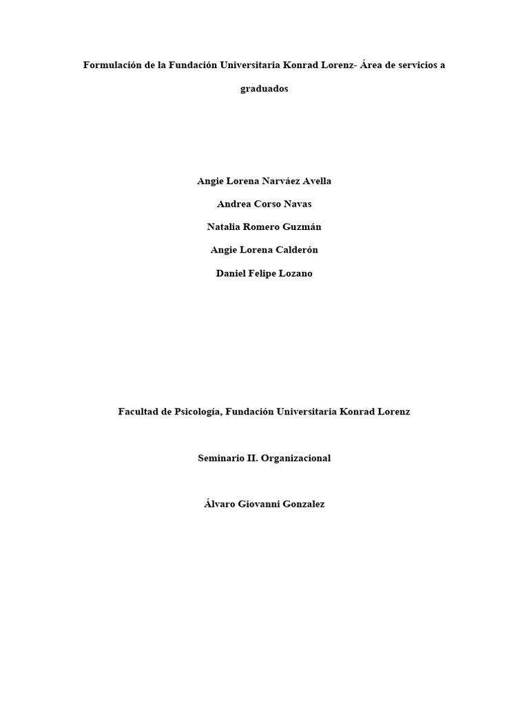 4 Formulación de La Fundación Universitaria Konrad Lorenz | PDF | Educación más alta | Business