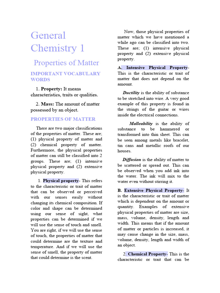 General Chemistry Lesson 1 1 | PDF | Chemical Substances | Matter