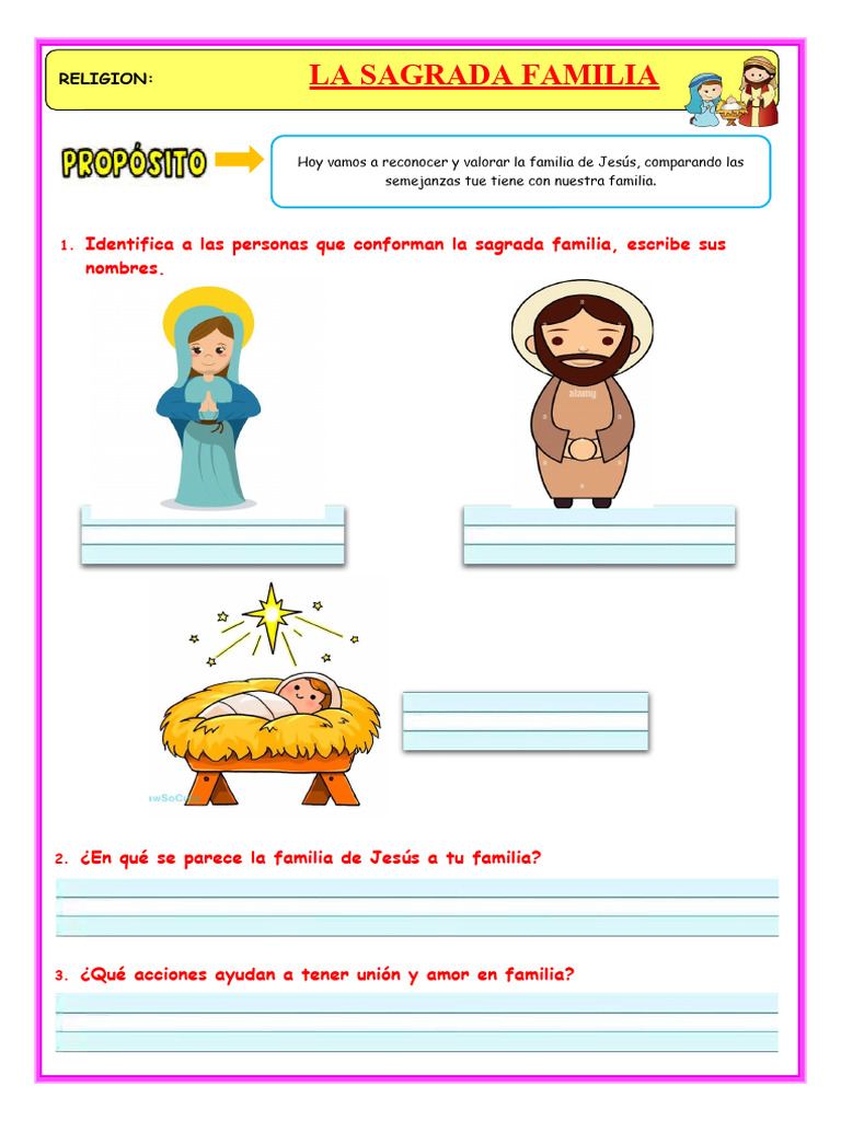 U2 s2 Ficha d2 Religion Sagrada Familia Maestras de Primaria Del Peru | PDF | Jesús | María ...