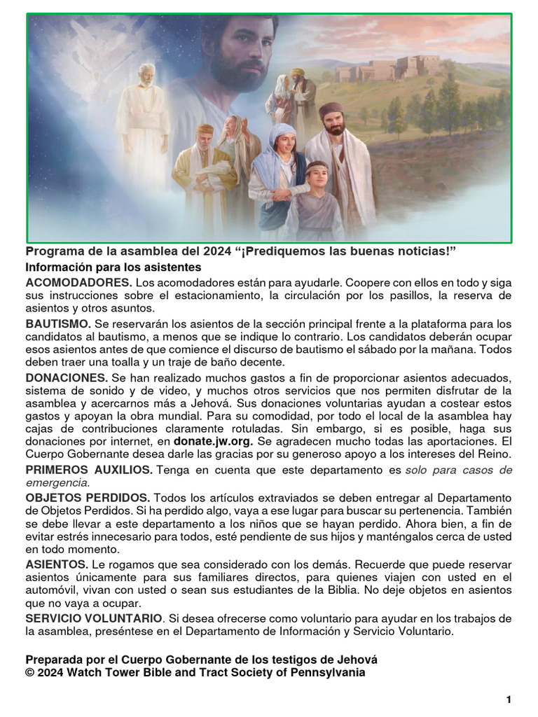 Programa de La Asamblea Del 2024 - Prediquemos Las Buenas Noticias ...