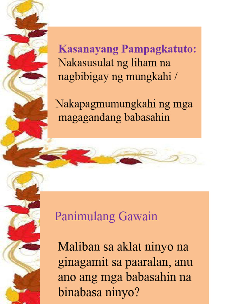Nakasusulat NG Liham Na Nagbibigay NG Mungkahi | PDF