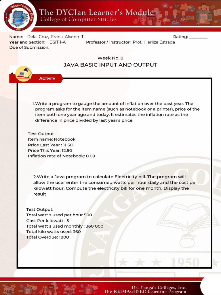 ITP Activity Week 8 | Download Free PDF | Watt | Computing