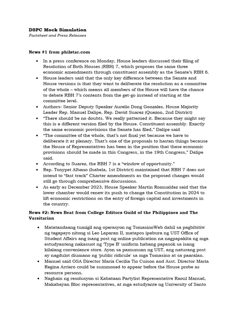DSPC News Writing Fact Sheet 2025 | PDF | United States House Of ...