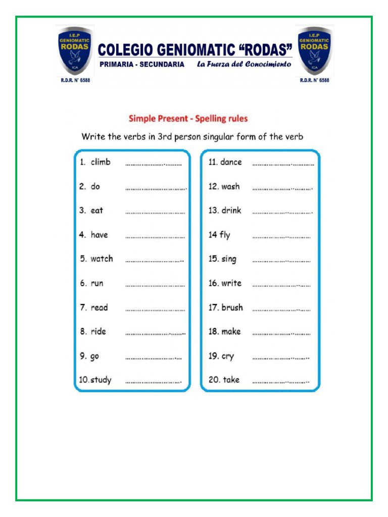 SIMPLE PRESENT - RULES 2A 2B | PDF