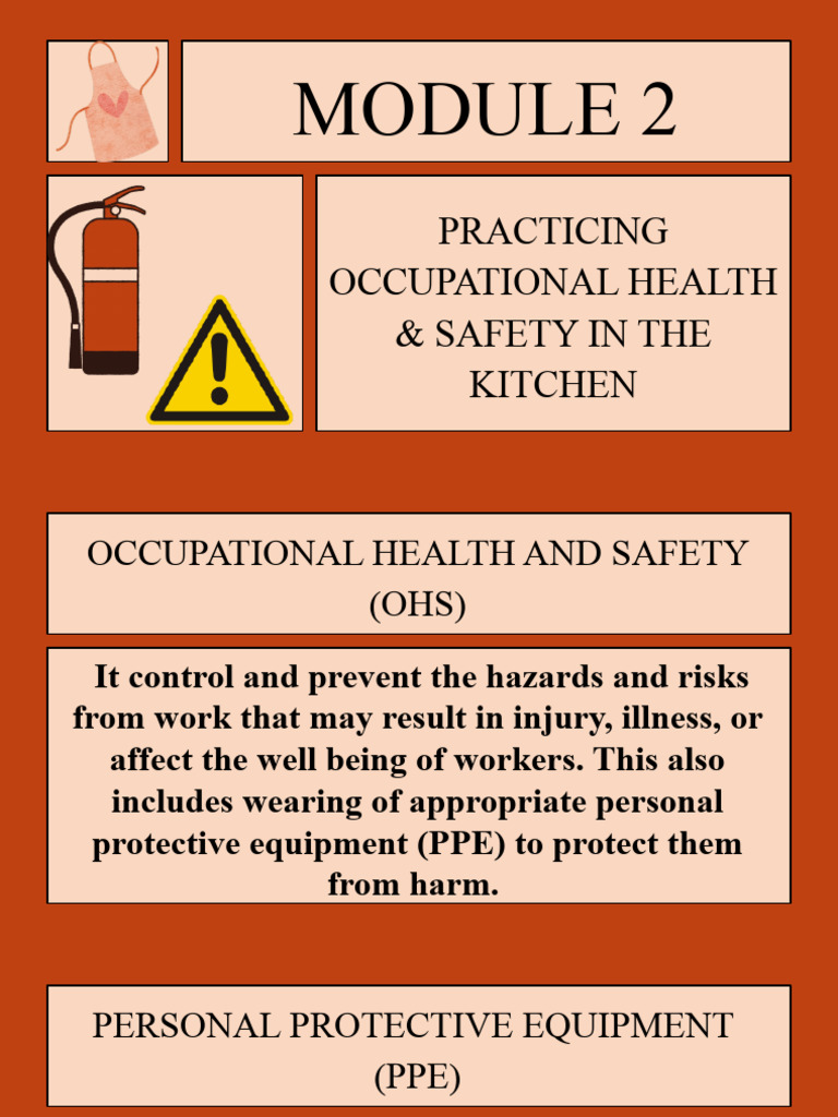 Module 2 Practicing OHS in The Kitchen | PDF | Personal Protective ...