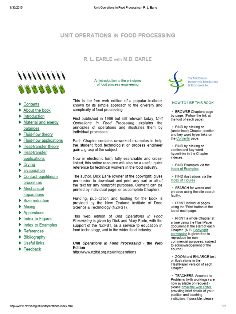 Unit Operations in Food Processing | Download Free PDF | Humidity | Fluid Dynamics