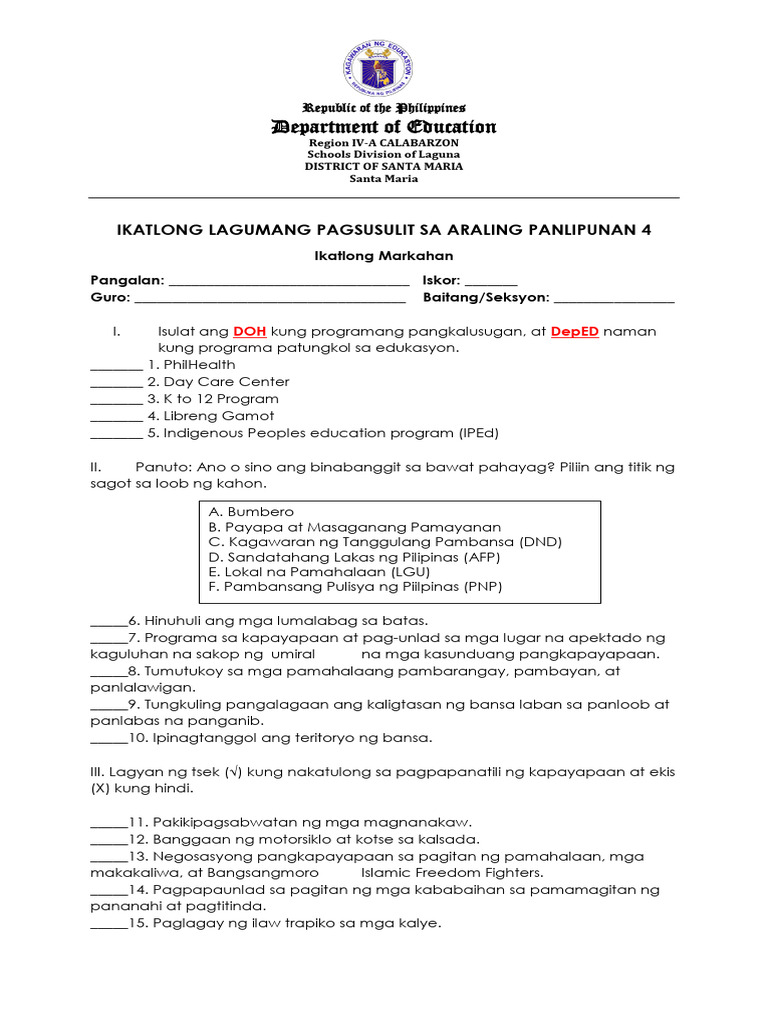 Q3 AP Grade 4 ST3 | PDF