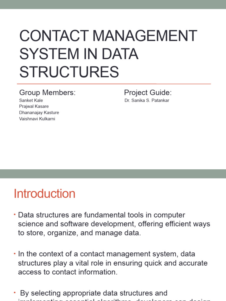 Contact Management System in Data structures | PDF