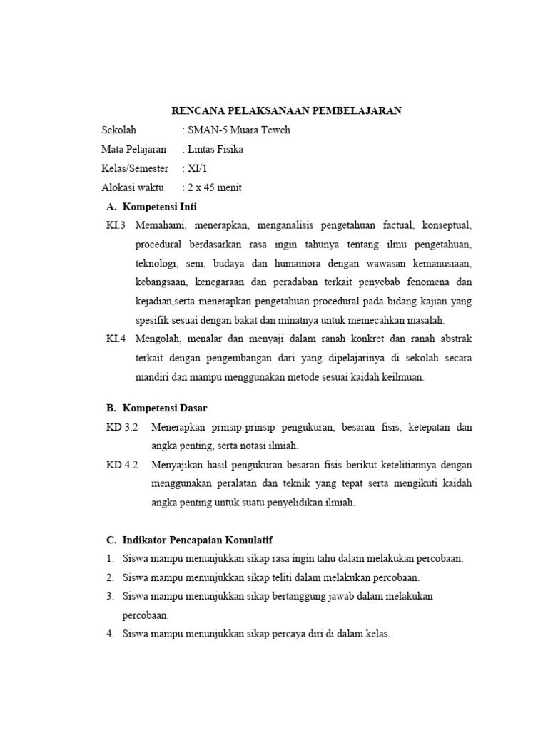 RPP Pengukuran Lengkap | PDF