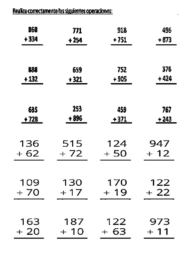 Sumas 3 Cifras | PDF