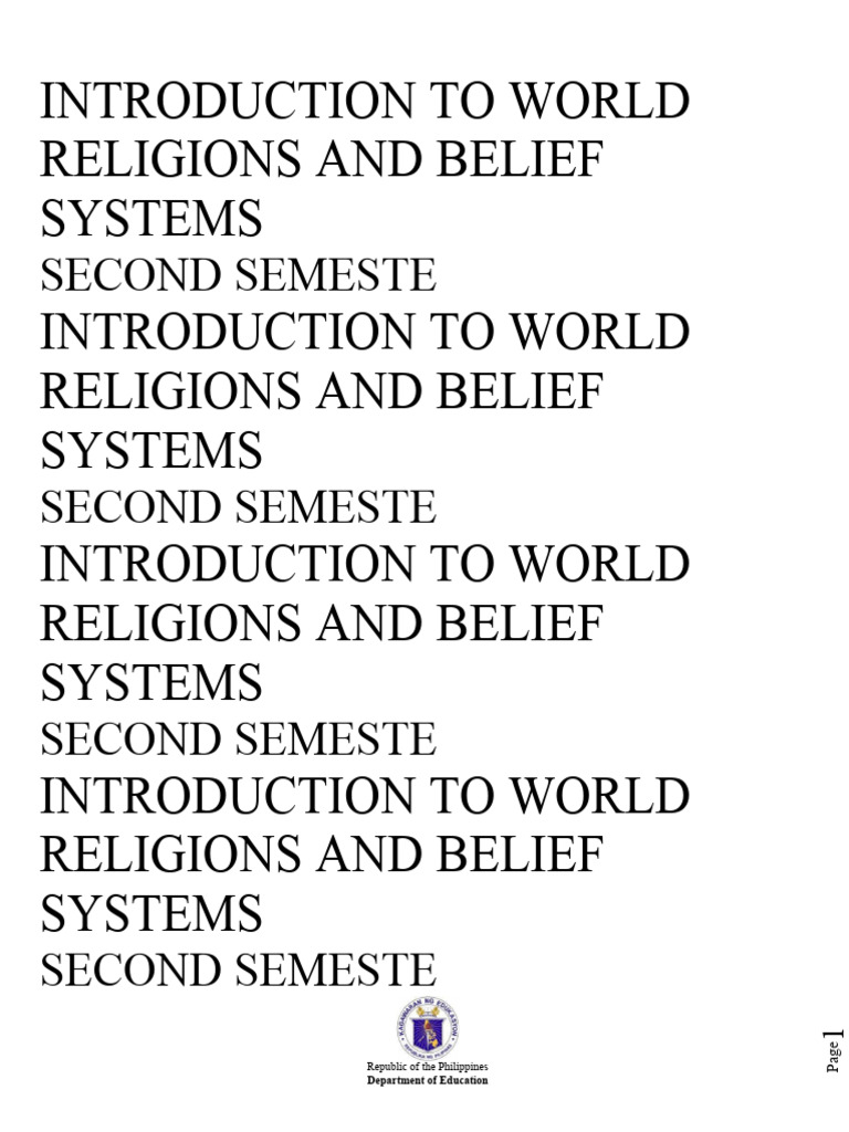 Week 1 Quarter 1 in Introduction to World Religions and Belief Systems ...