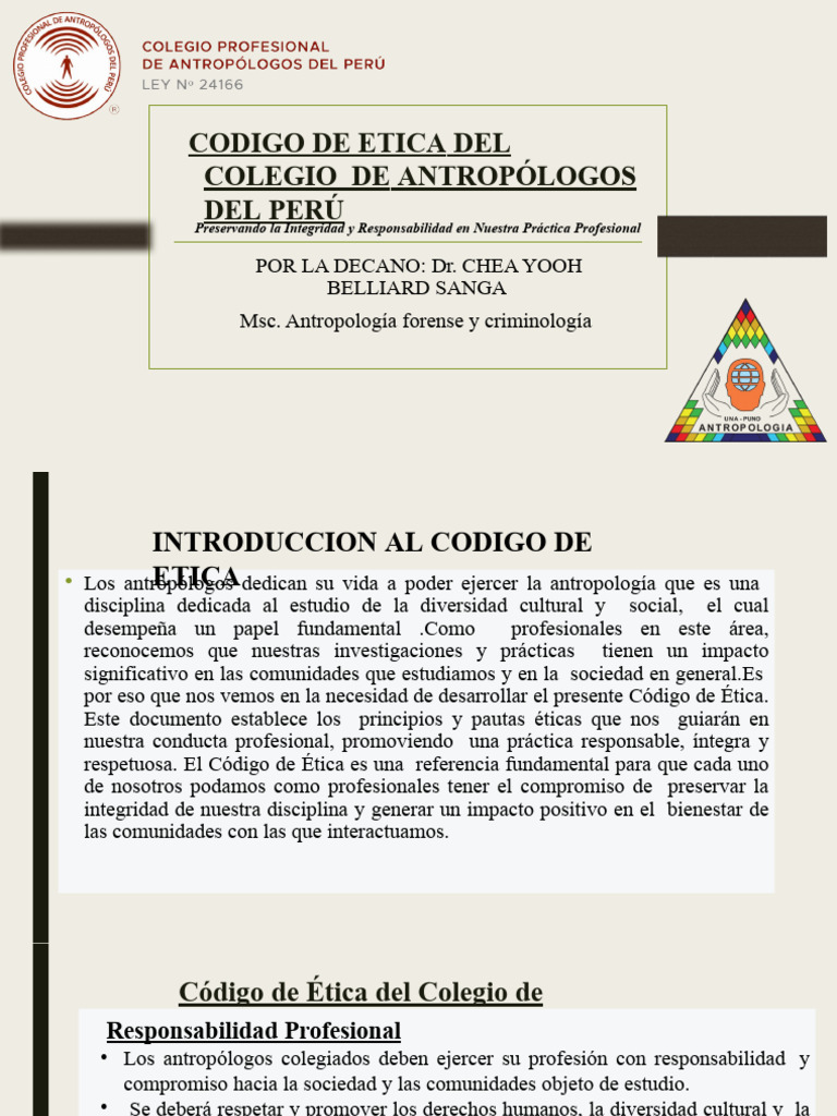 Código de Ética del Colegio de Antropólogos | PDF | Antropología ...