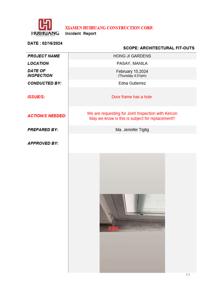 Construction Incident Report | PDF