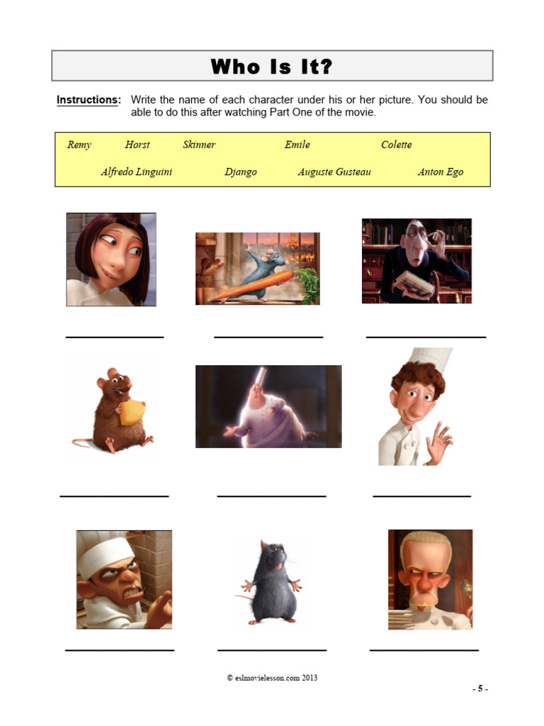 Ratatouille Worksheet Student | PDF