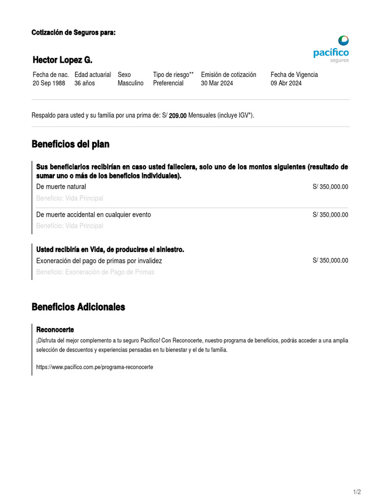 Beneficios Seguro de Vida Devoluciòn 125% | PDF | Póliza de seguros