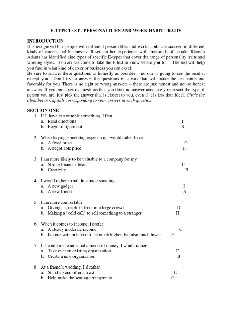 Personality and Work Habit Traits | PDF | Investing | Stocks