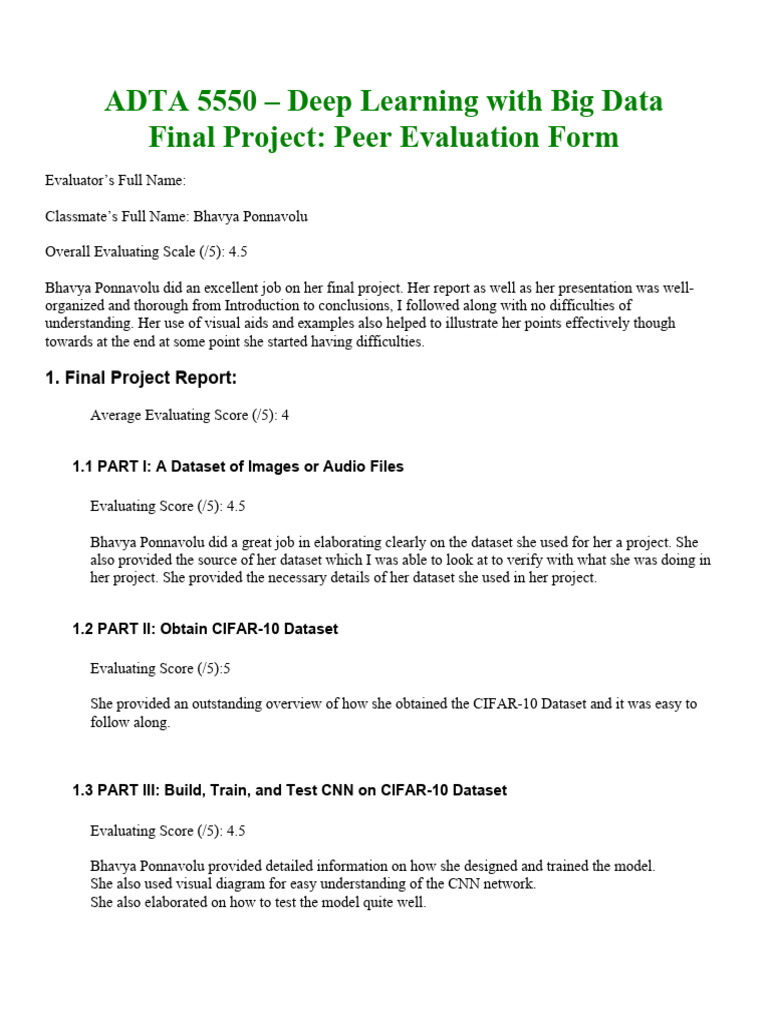 Deep Learning Project Evaluation | PDF | Artificial Intelligence ...