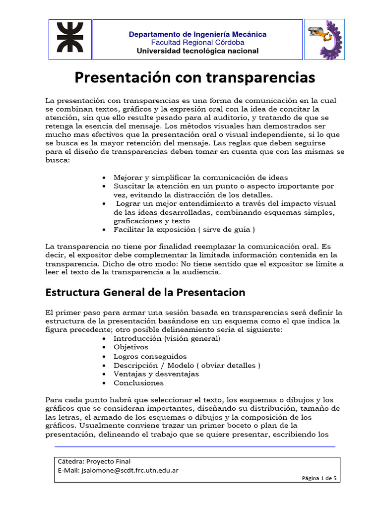 Guía para Presentaciones con Transparencias | PDF | Comunicación