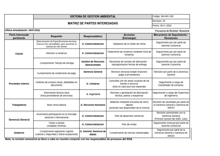 Matriz de Partes Interesadas | PDF | Marketing | Economias