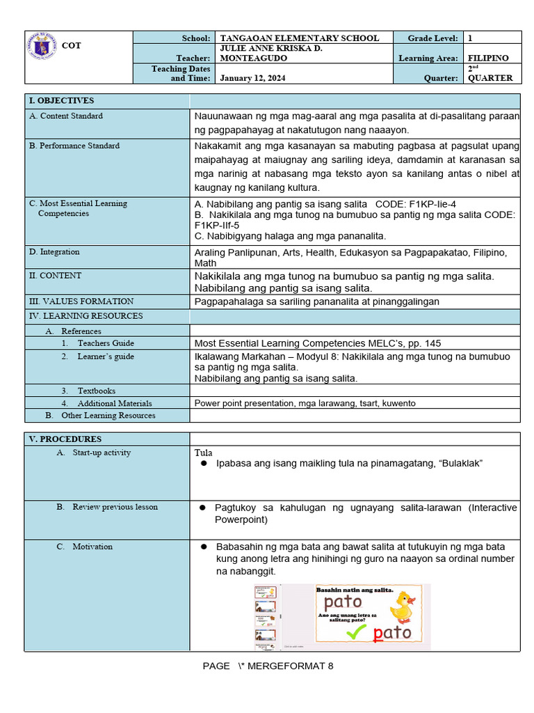2nd Quarter COT | PDF