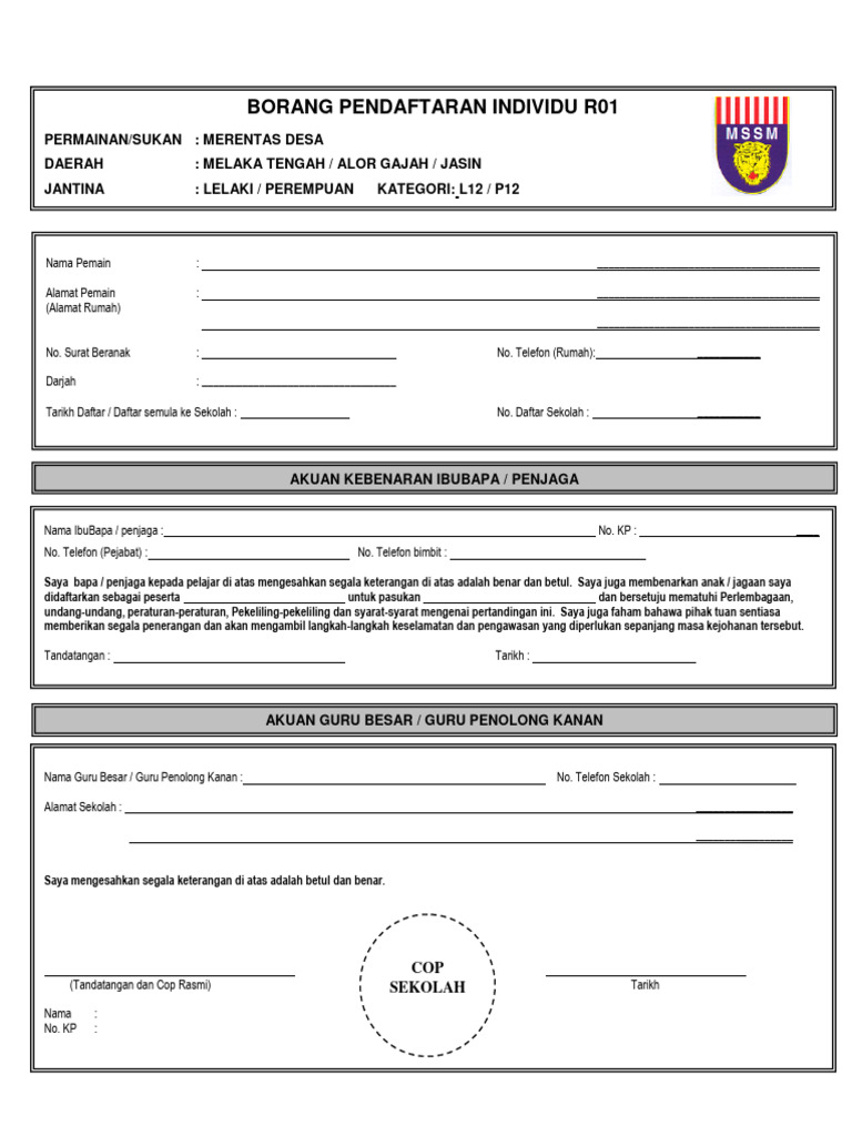 Borang Pendaftaran R01 Terkini | PDF