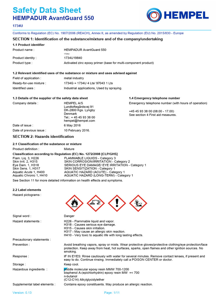 Hempadur Avantguard 550 | PDF | Epoxy